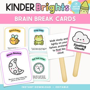 Editable Classroom Brain Break Cards | Movement Cards | Teacher ...