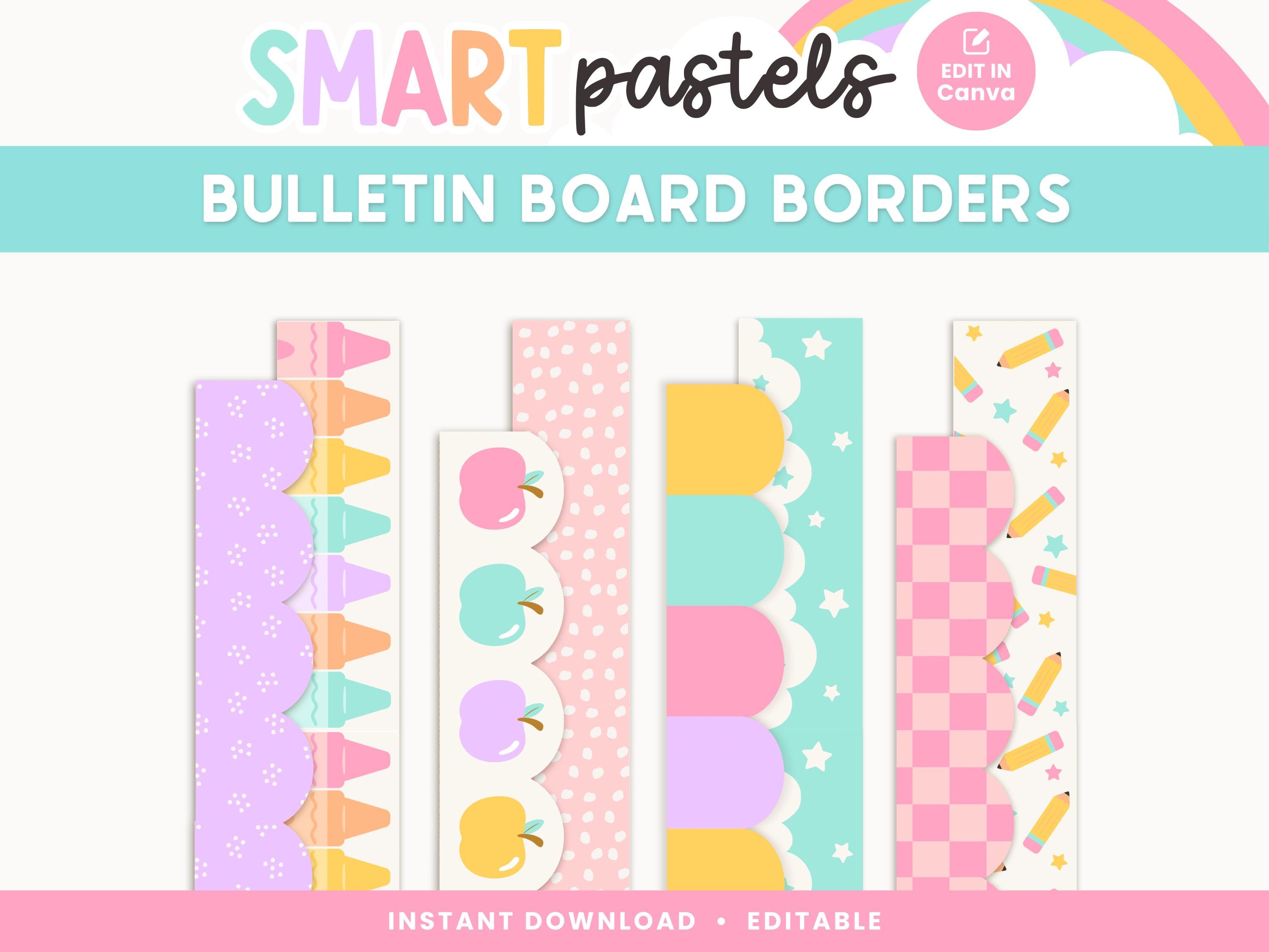 Classroom Bulletin Board Borders, Editable Canva Templates, Bright ...