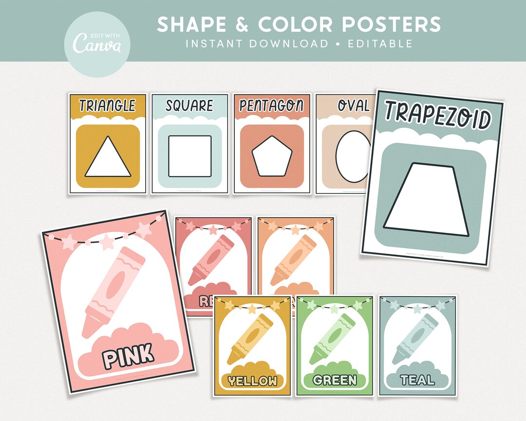 Classroom Shapes and Colors Printable Display, Editable in Canva ...
