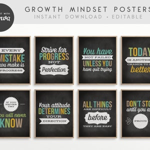 Editable Growth Mindset Classroom Printable Posters Canva - Etsy