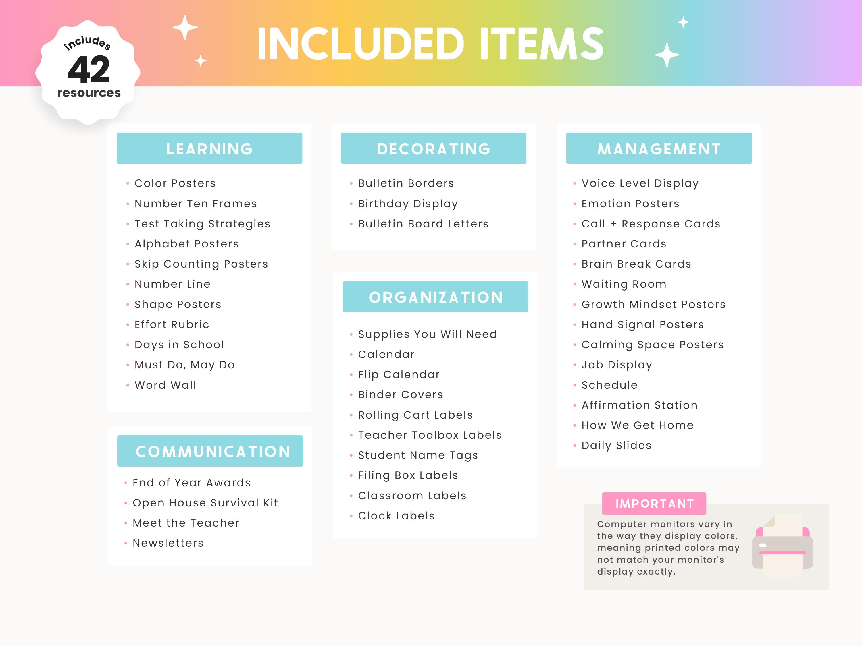 Editable Classroom Kinder Brights Printable Bundle, Canva Classroom ...