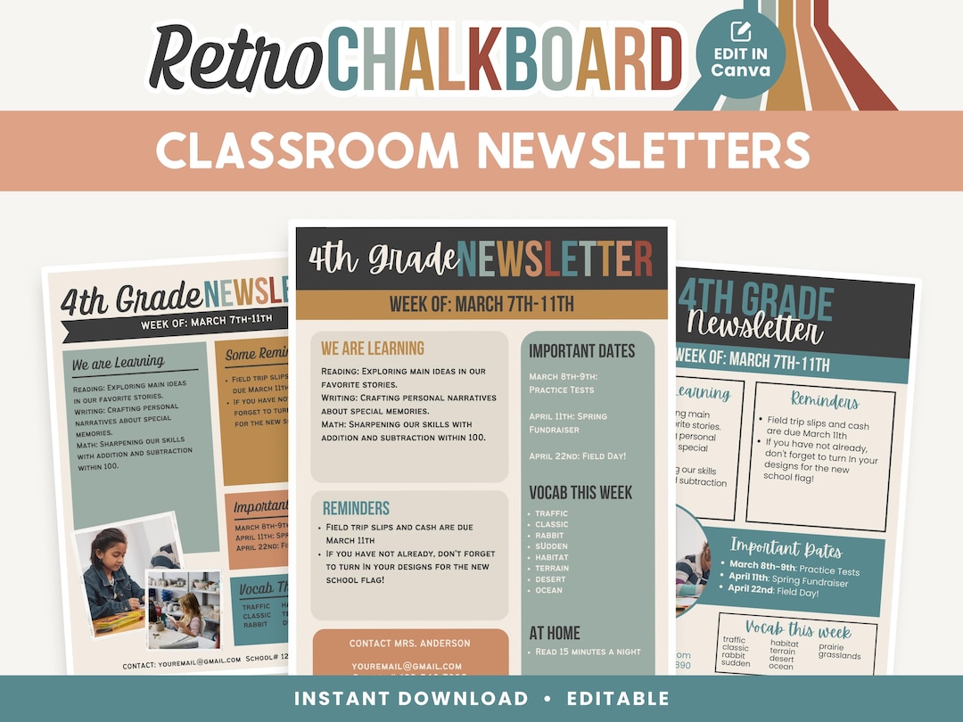 Classroom Newsletter Editable Templates, Back to School, Boho Classroom ...