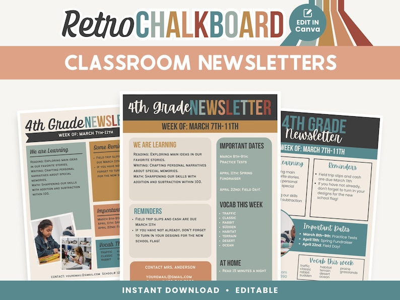 Classroom Newsletter Editable Templates, Back to School, Boho Classroom ...