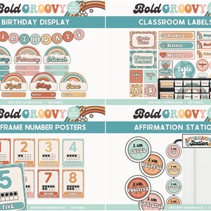 Editable Classroom Groovy Retro Complete Collection Printable Bundle ...
