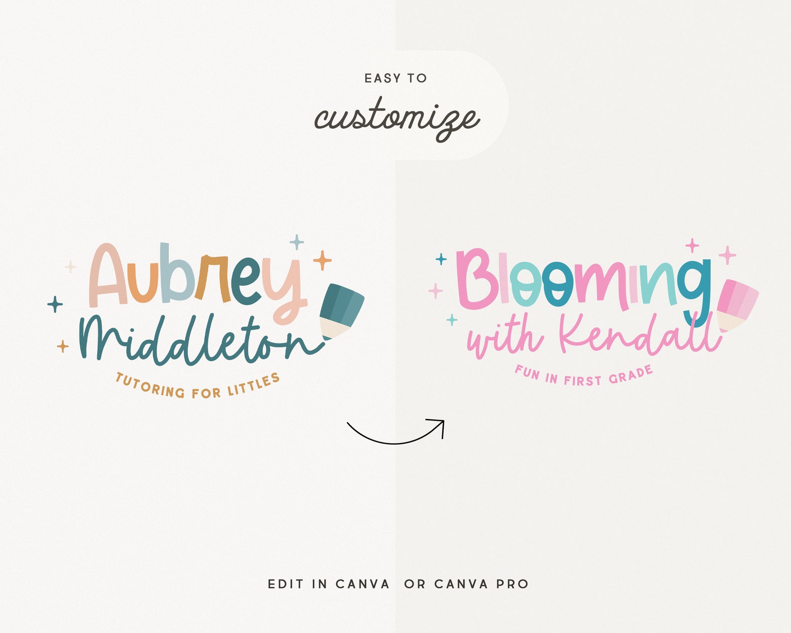 Colorful Teacher Logo Design - Editable Canva Template, Charming and ...