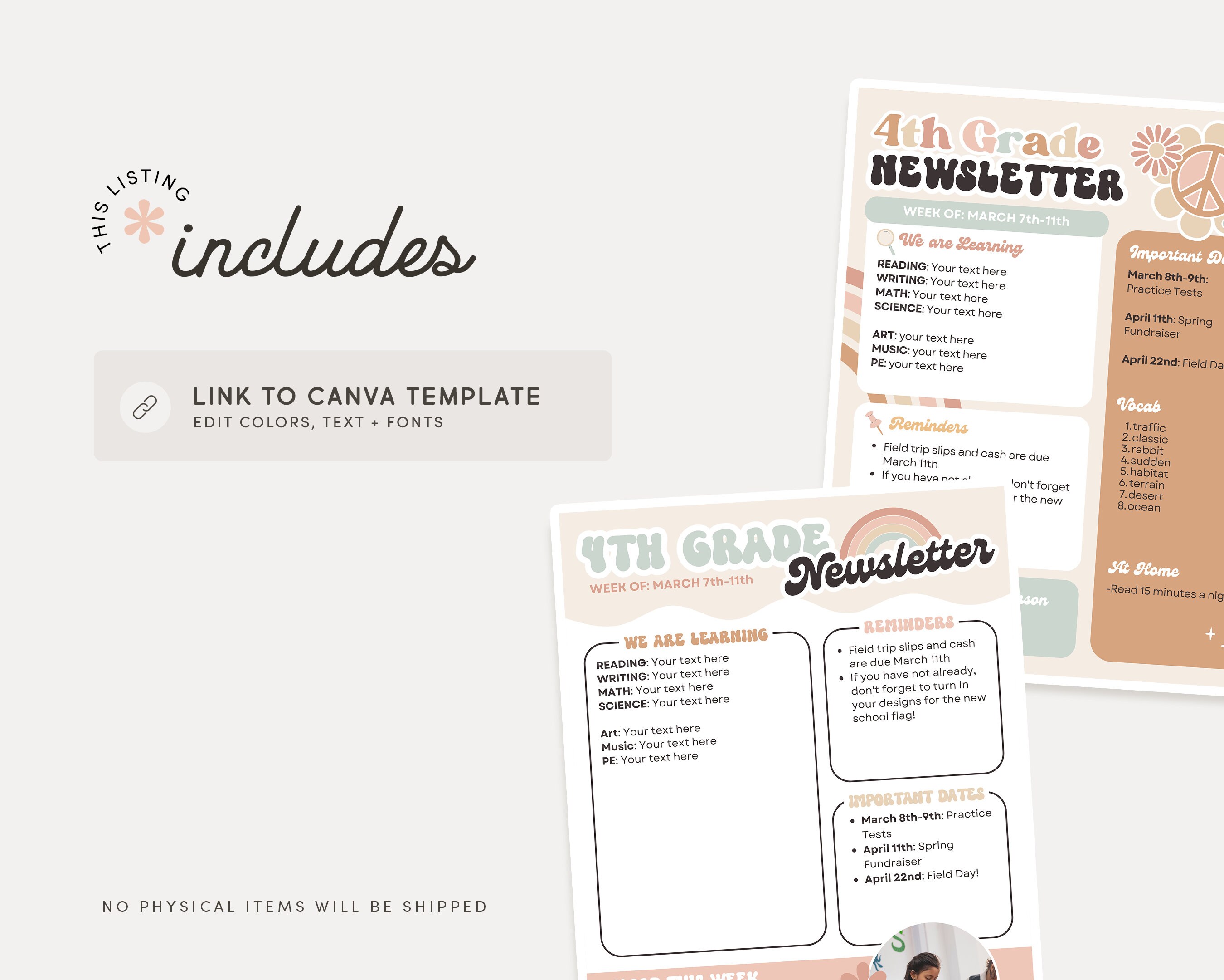 Classroom Newsletter Editable Templates, Back to School, Boho Classroom ...