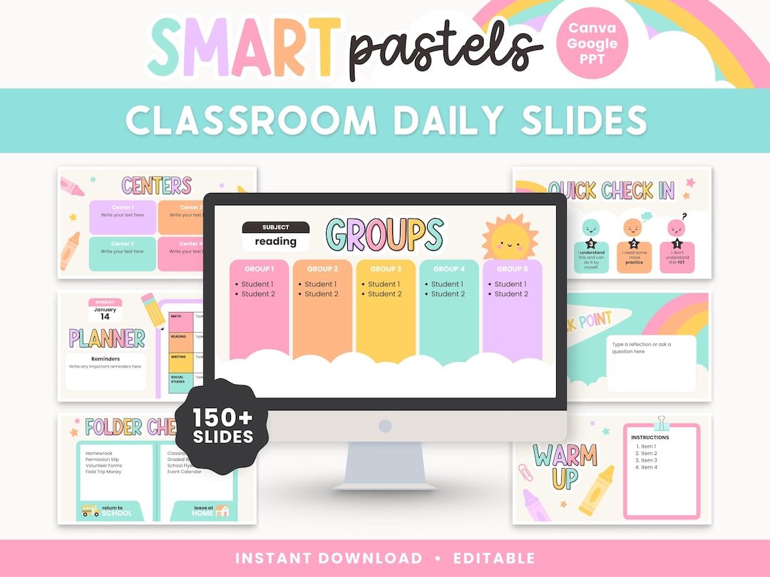 Smart Pastels Classroom Slides | Editable Daily Templates for Canva ...