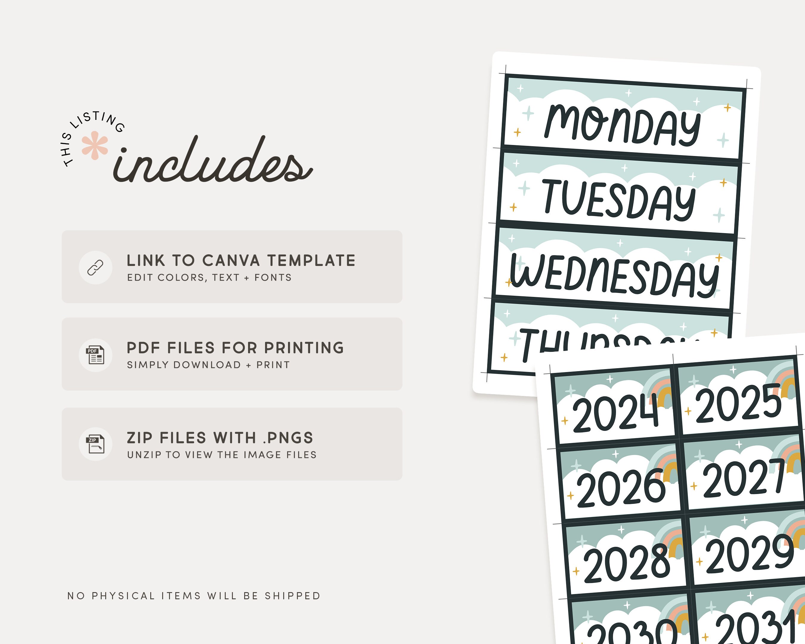 Classroom Flip Calendar Display, Pastel Rainbow Classroom Decor ...
