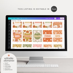 Classroom Binder Covers and Spines, Editable Groovy Retro Teacher ...