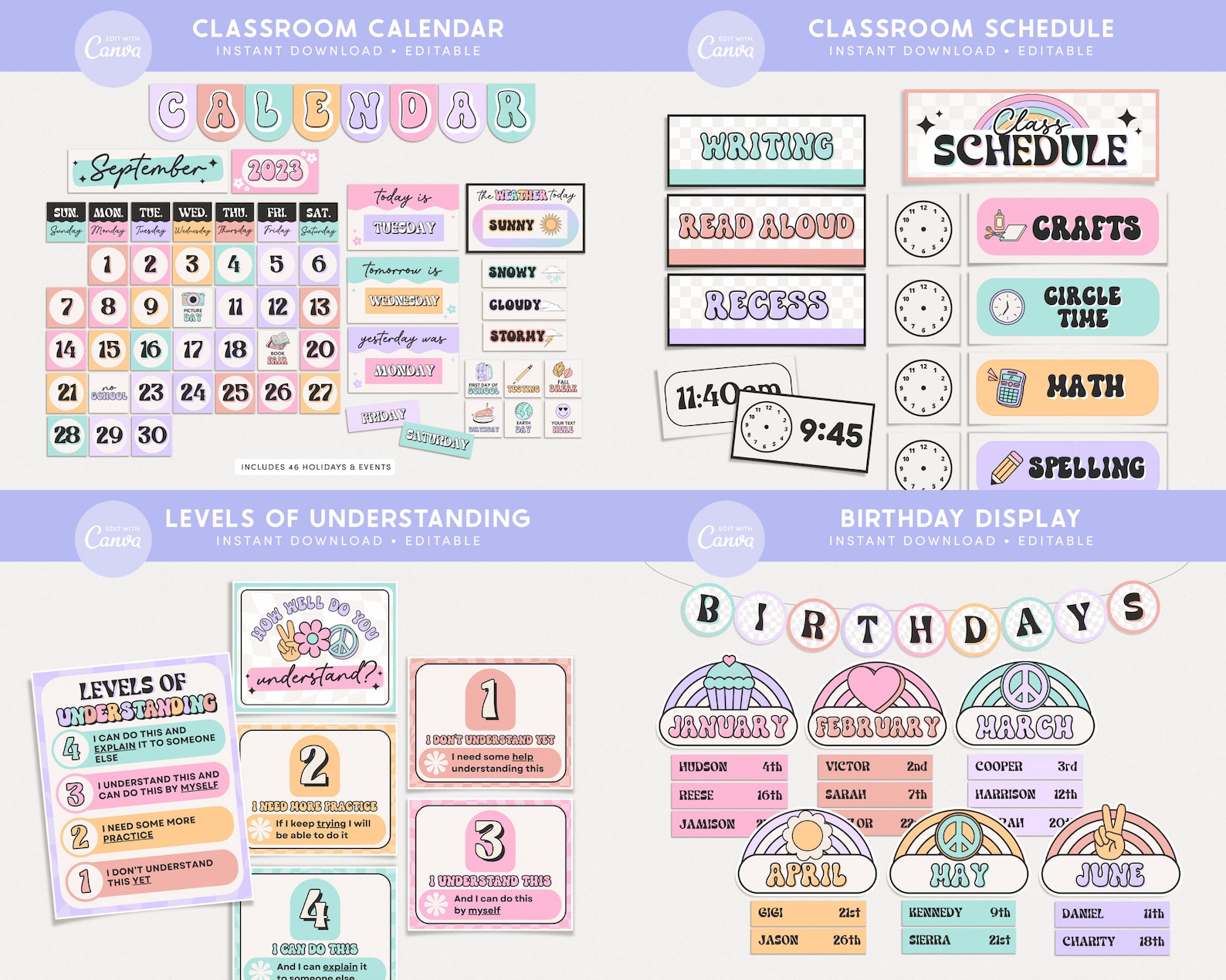 Editable Classroom Groovy Pastel Complete Collection Printable Bundle ...