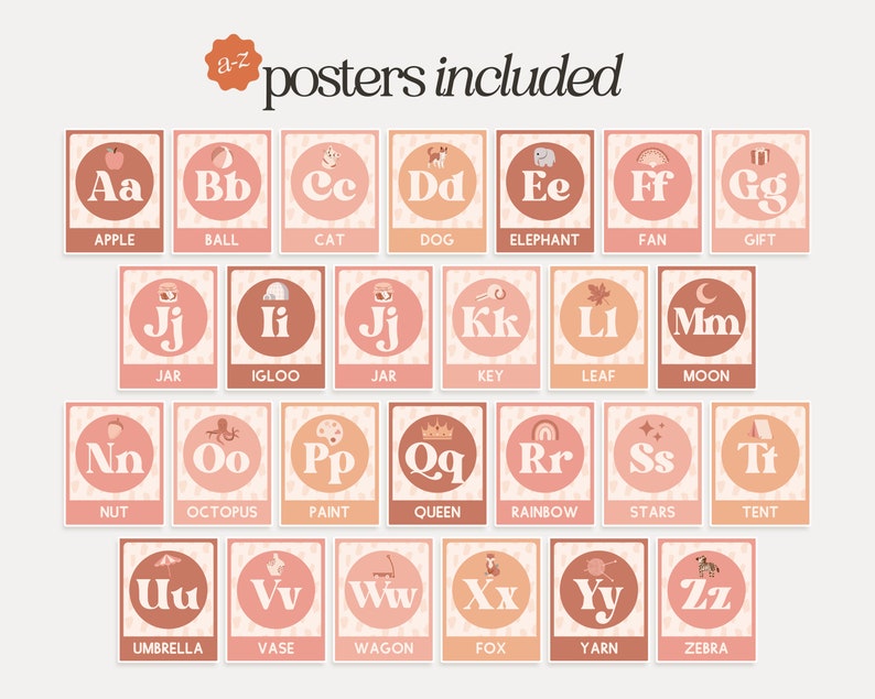 Alphabet Classroom Editable Posters, Letter Templates, Boho Canva ...