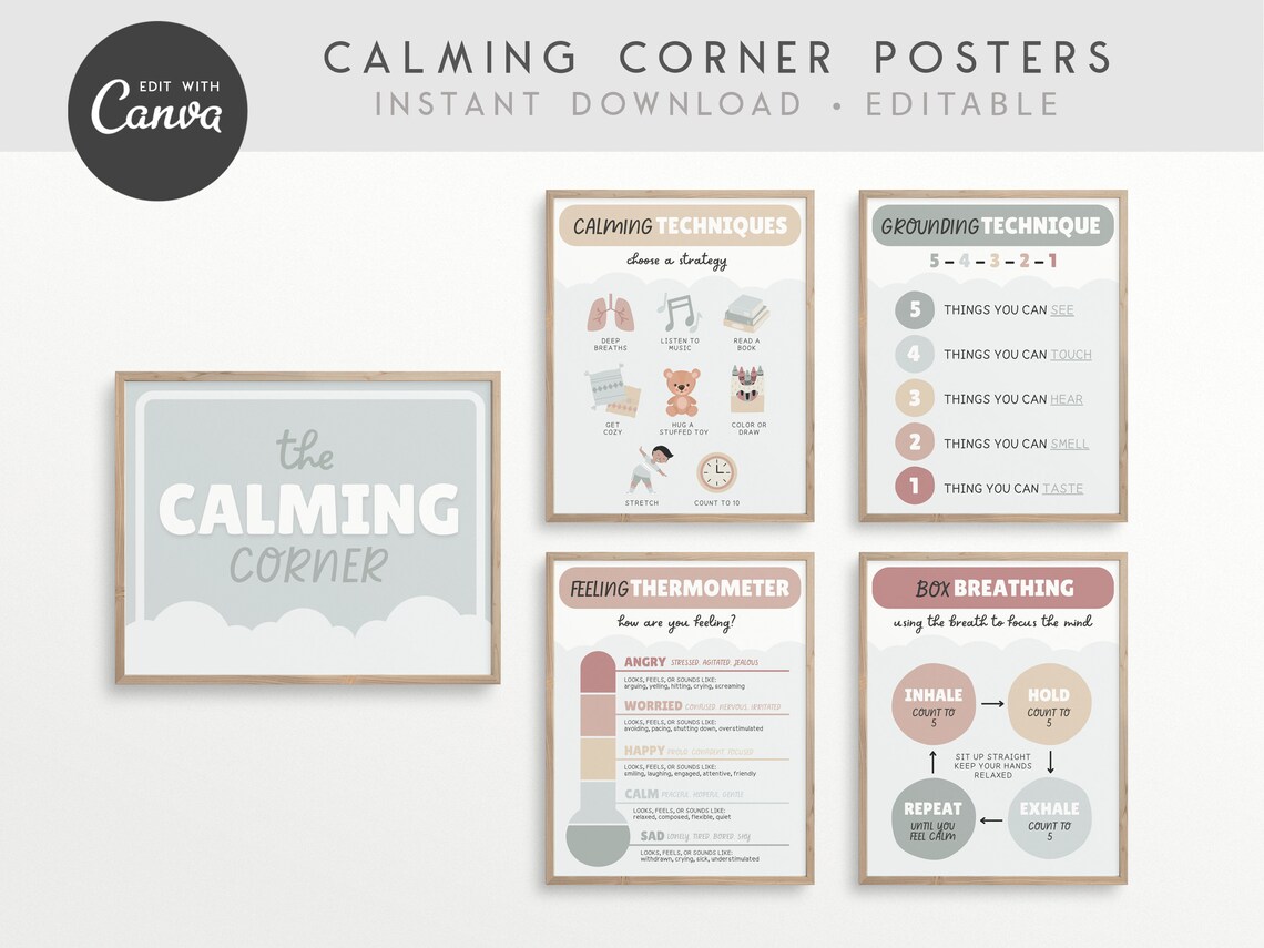 Calming Corner Editable Classroom Printables Calm Down - Etsy