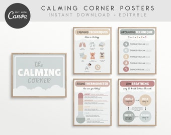 Calming Corner Editable Classroom Printables Calm Down | Etsy