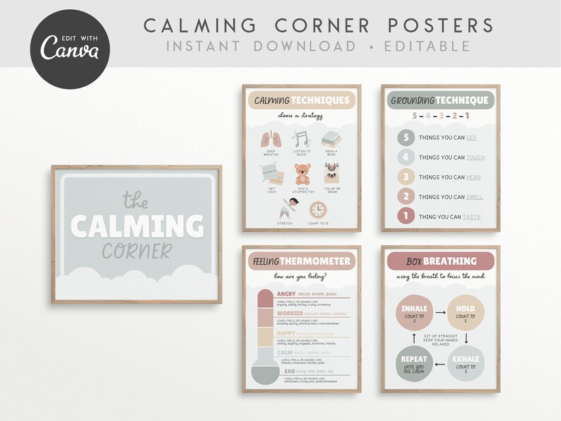 Calming Corner Editable Classroom Printables Calm Down - Etsy