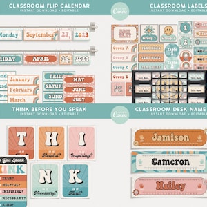 Editable Classroom Groovy Retro Complete Collection Printable Bundle ...
