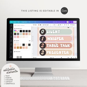 Voice Level Chart Classroom Printable Display, Editable in Canva ...