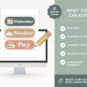 Classroom Schedule, Editable Modern Boho Canva Template, Classroom ...