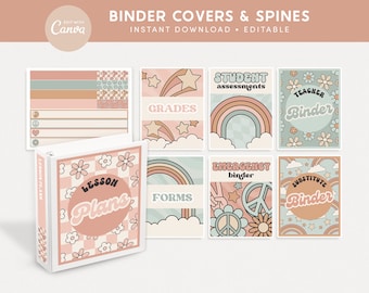 Binder Covers, Spines, and Templates EDITABLE Pastel Rainbow Classroom ...
