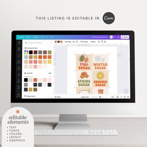 Classroom Calendar Display and Weather Station, Printable Retro Groovy ...