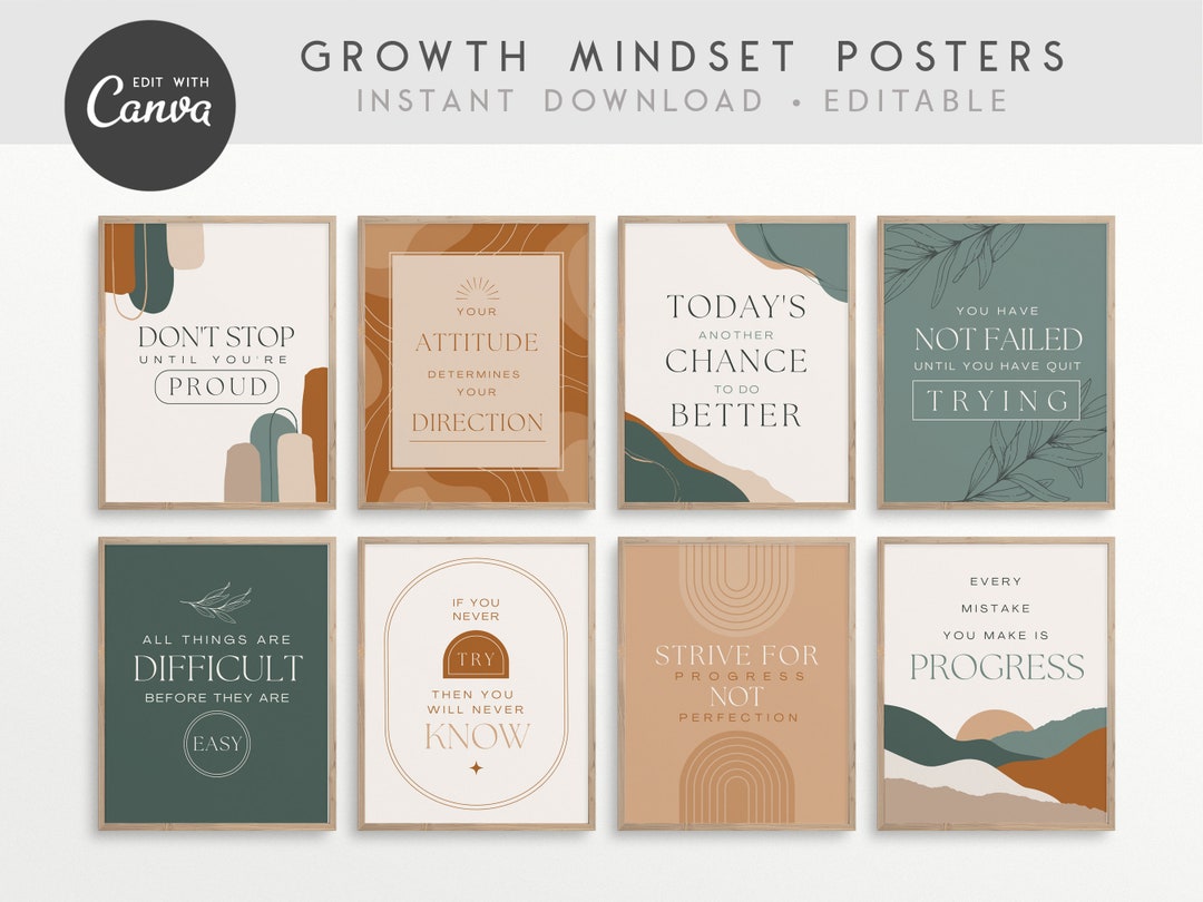 Growth Mindset Editable Classroom Printable Posters Elegant - Etsy