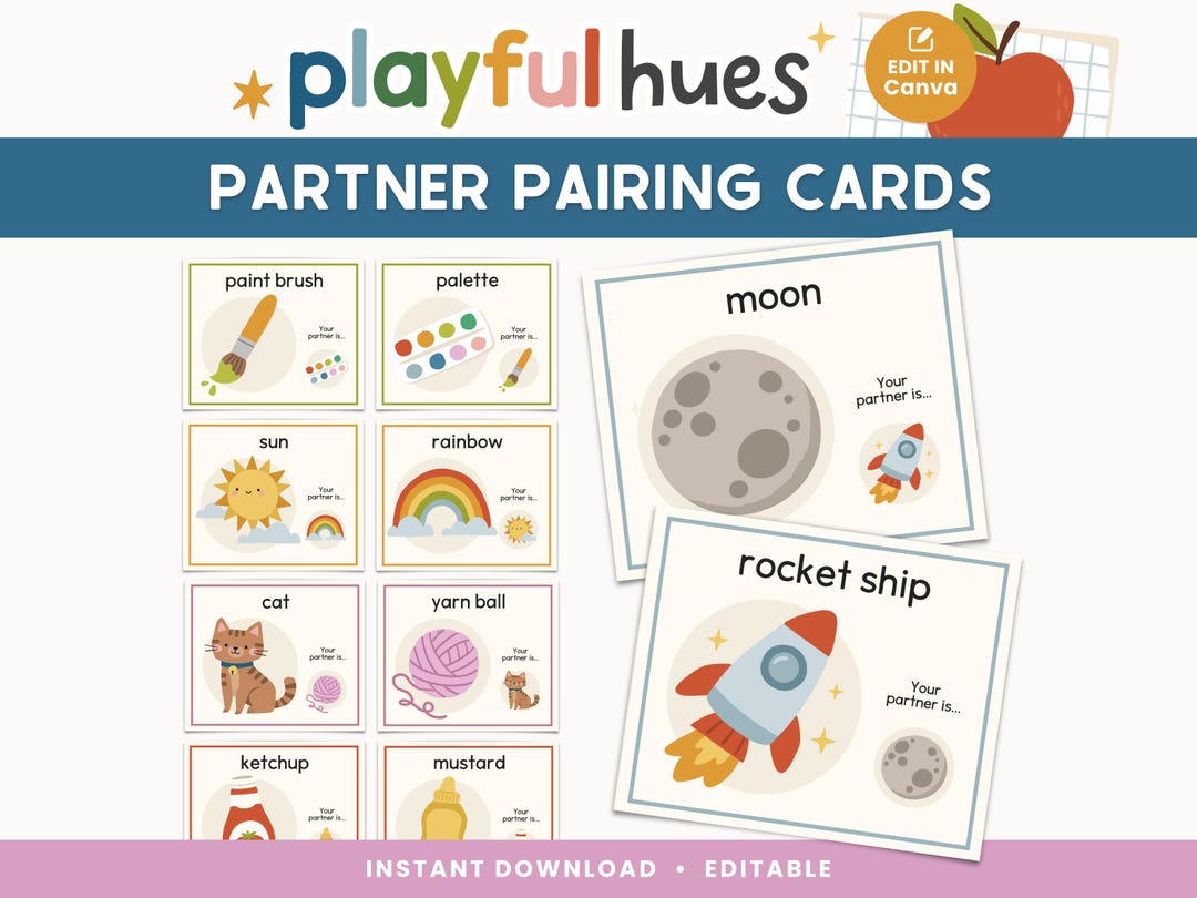 Editable Student Partner Cards, Small Group Pairing Cards | Classroom ...