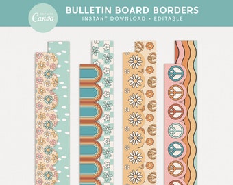 Classroom Bulletin Board Borders Editable Canva Templates Boho Modern ...