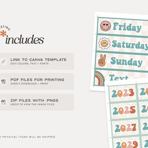 Classroom Flip Calendar Display, Groovy Retro Classroom Decor, Editable ...