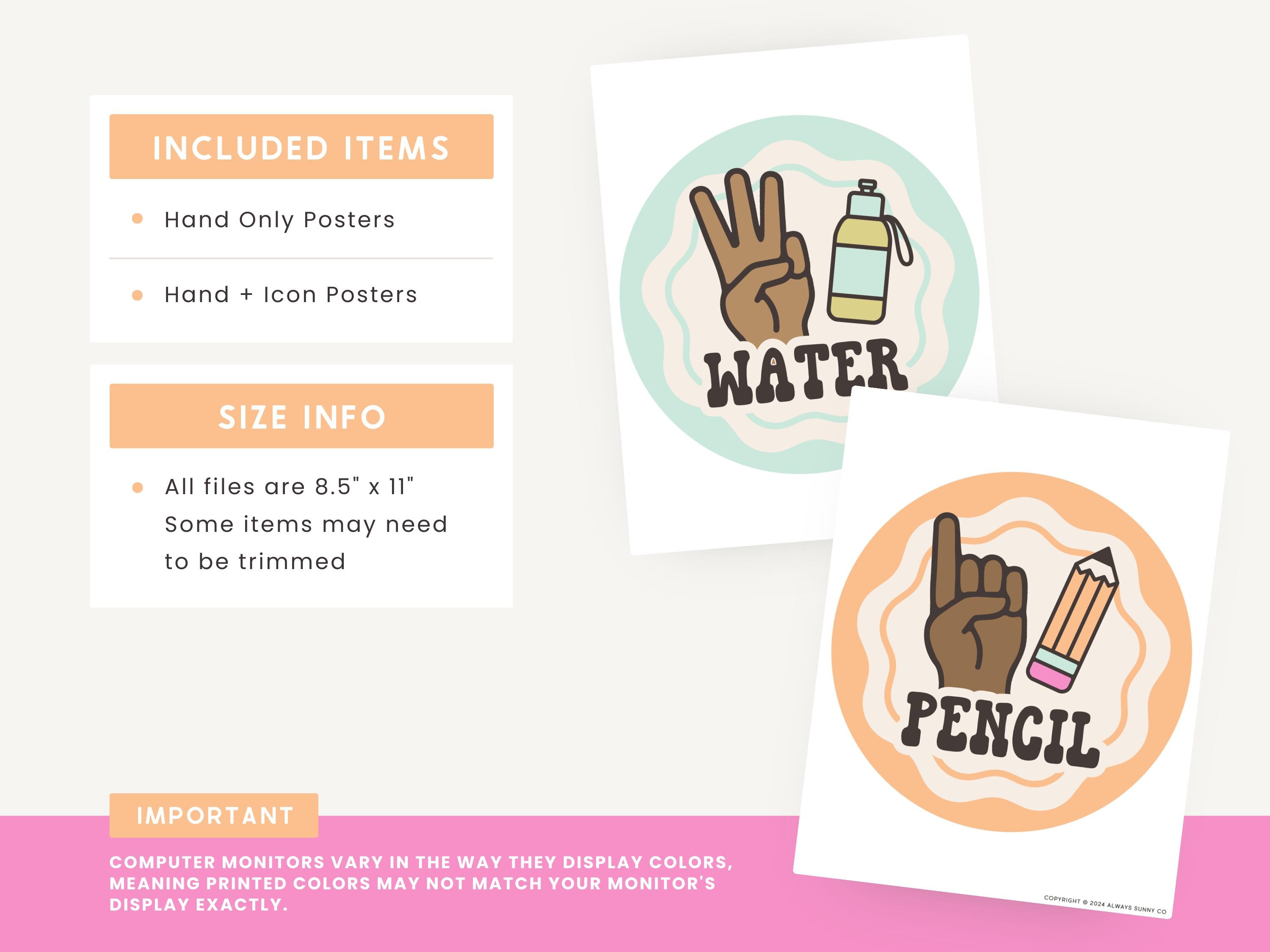 Classroom Hand Signals Poster Display, Editable in Canva, Bright Desert ...