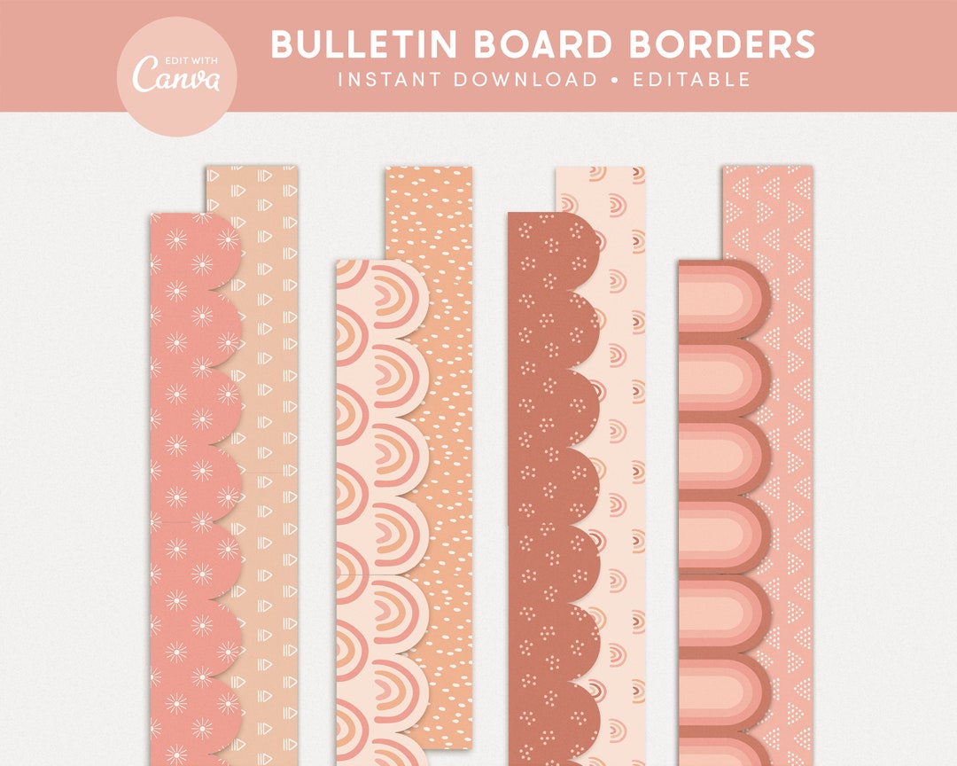 Classroom Bulletin Board Borders, Editable Canva Templates, Boho ...