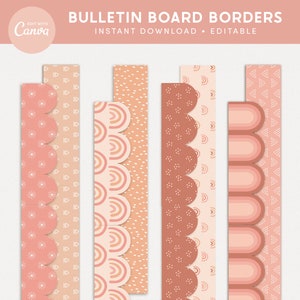 Classroom Bulletin Board Borders, Editable Canva Templates, Boho ...