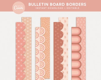 Classroom Bulletin Board Borders Editable Canva Templates Boho Modern ...