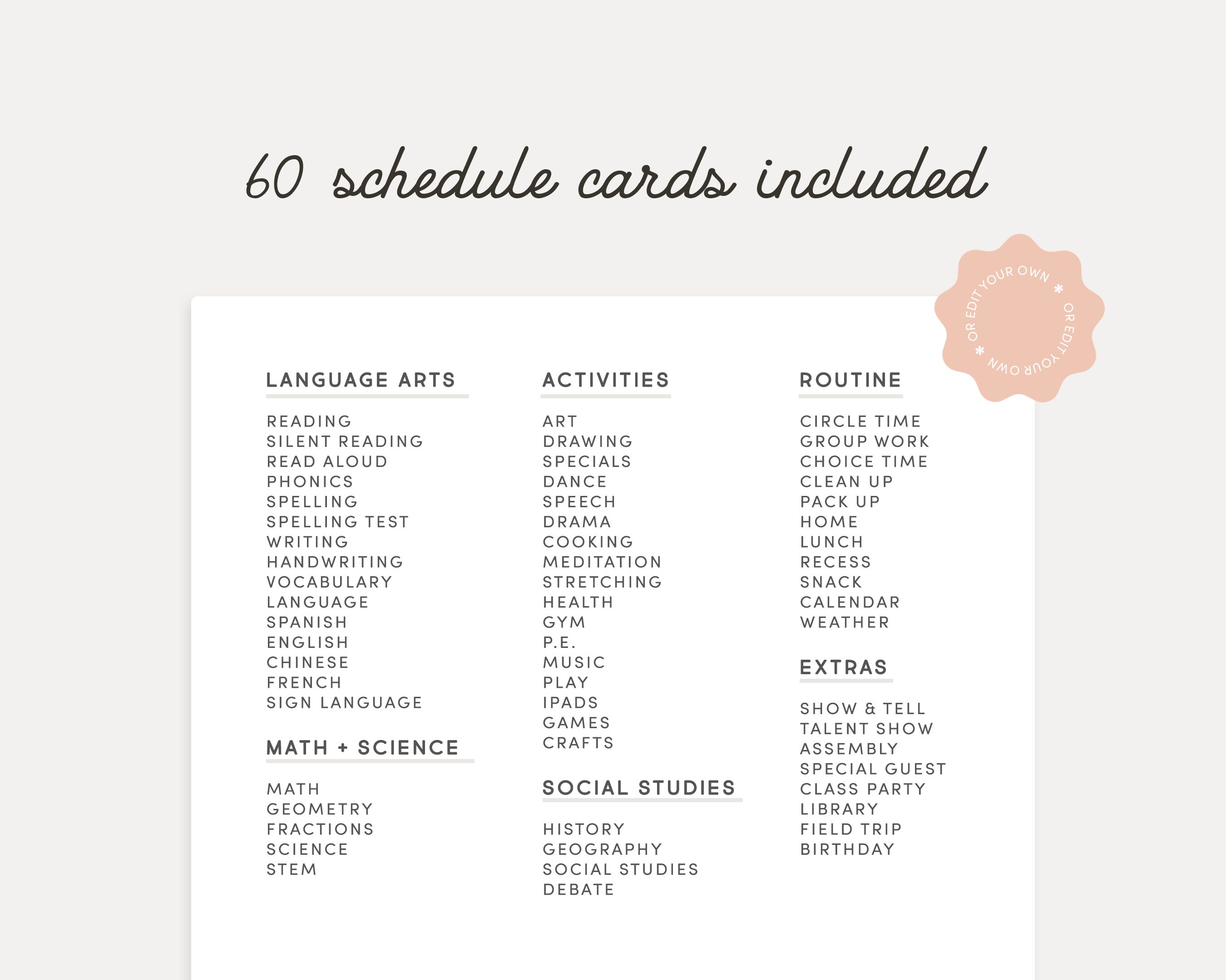 Classroom Schedule, Editable Classroom Printables, School Timetable ...