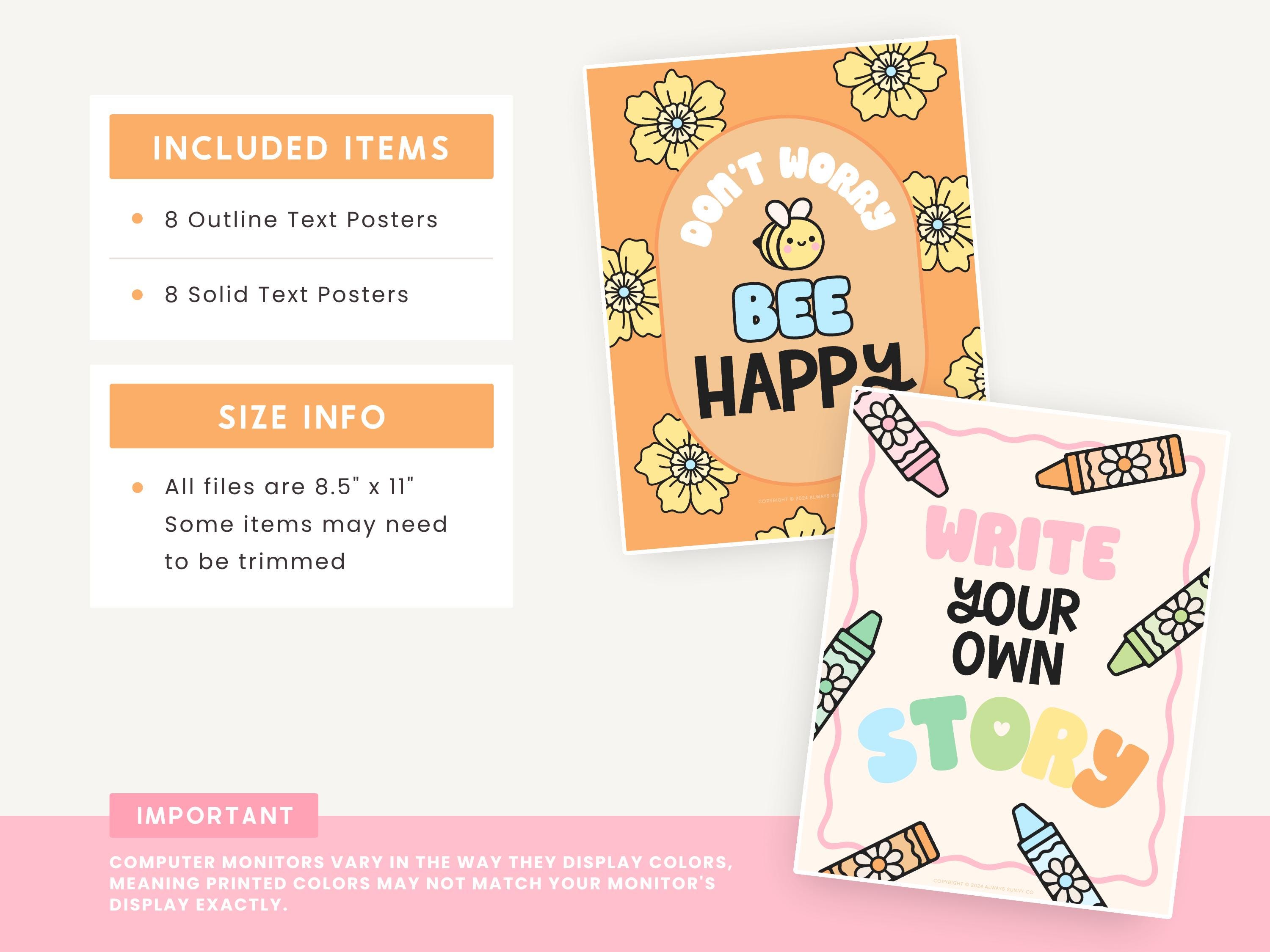 Growth Mindset Posters Editable Canva | Retro Sunshine Classroom Decor ...