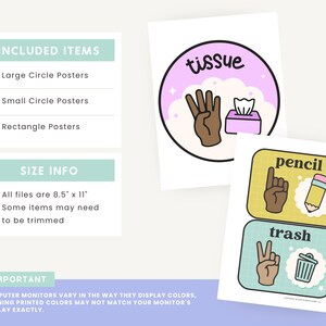 Classroom Hand Signals Poster Display, Editable in Canva, Bright ...