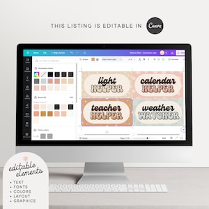 Classroom Job Display, Editable Retro Canva Templates, Pastel Groovy ...