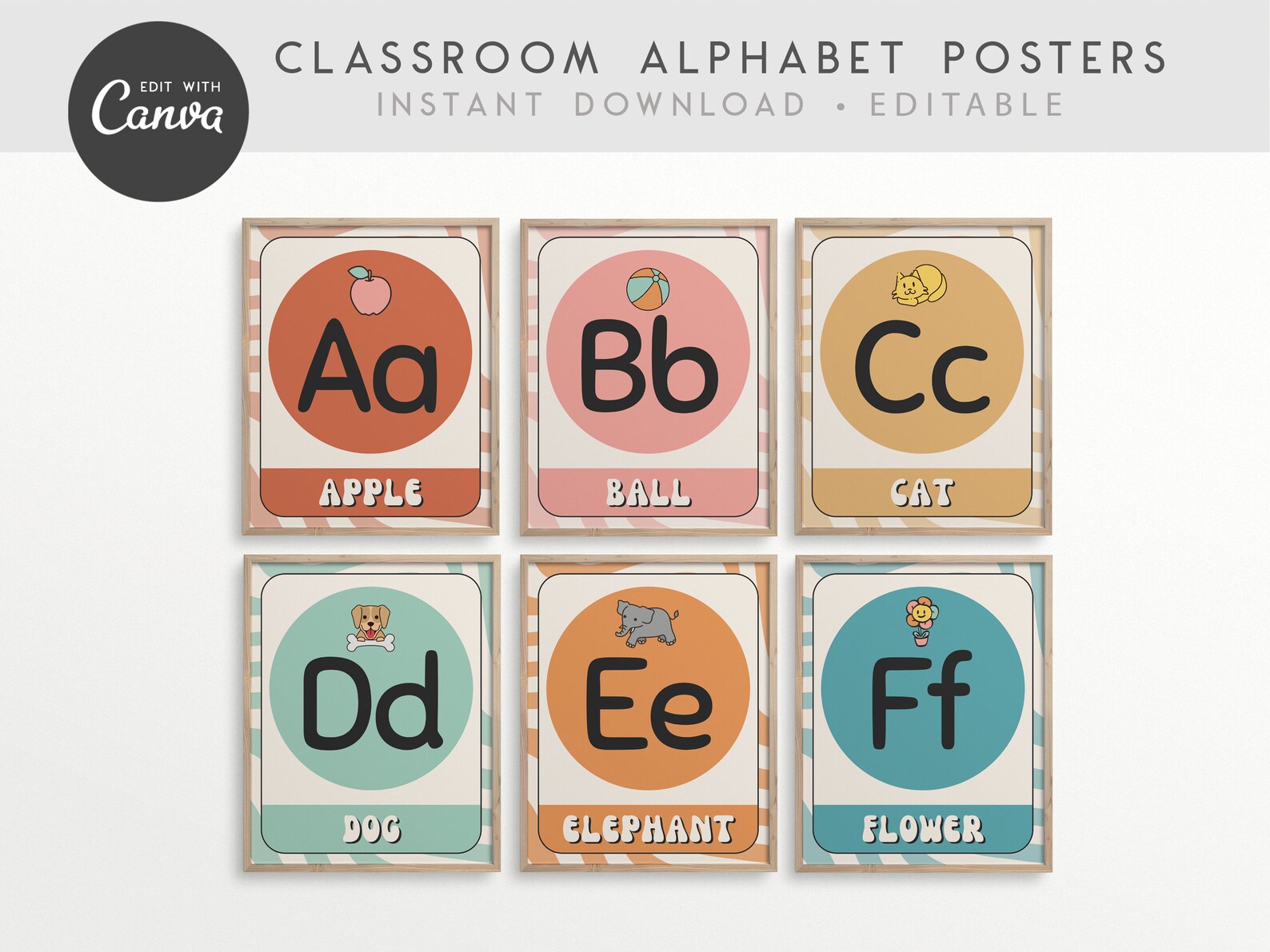 Alphabet Classroom Editable Posters Letter Printables Groovy - Etsy