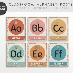 Alphabet Classroom Editable Posters Letter Printables Groovy - Etsy