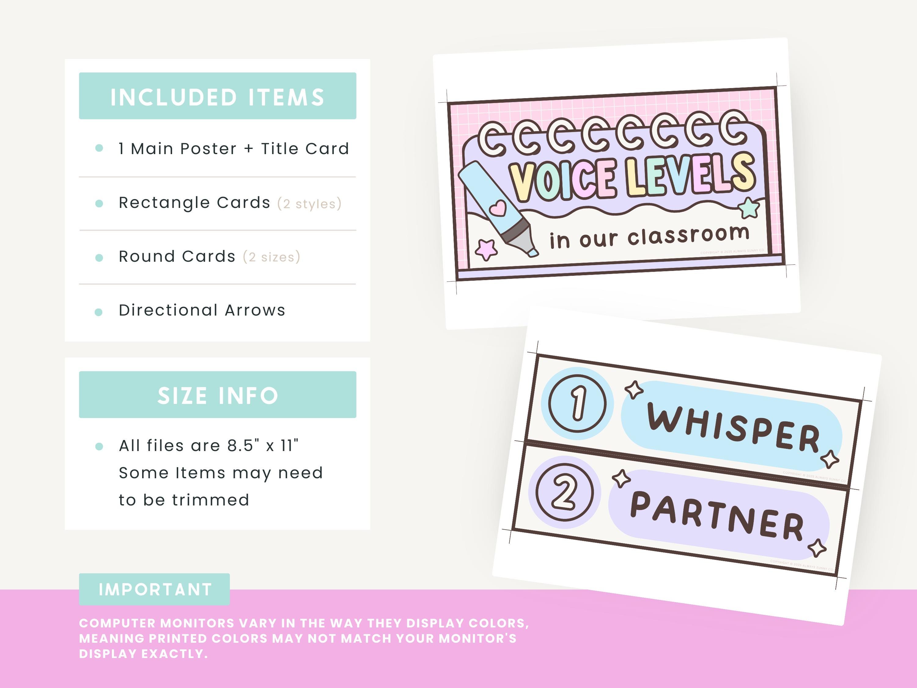 Voice Level Chart Classroom Printable Display, Editable in Canva ...