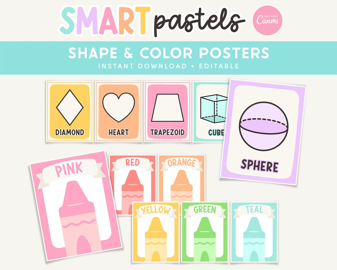 Classroom Shapes and Colors Printable Display, Editable in Canva ...