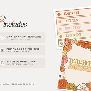 Classroom Binder Covers and Spines, Editable Groovy Retro Teacher ...