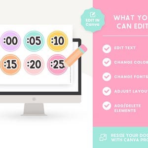 Classroom Clock Display Labels Printable Display, Editable in Canva ...