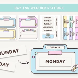 Classroom Calendar Display and Weather Station, Printable Cute Pastel ...