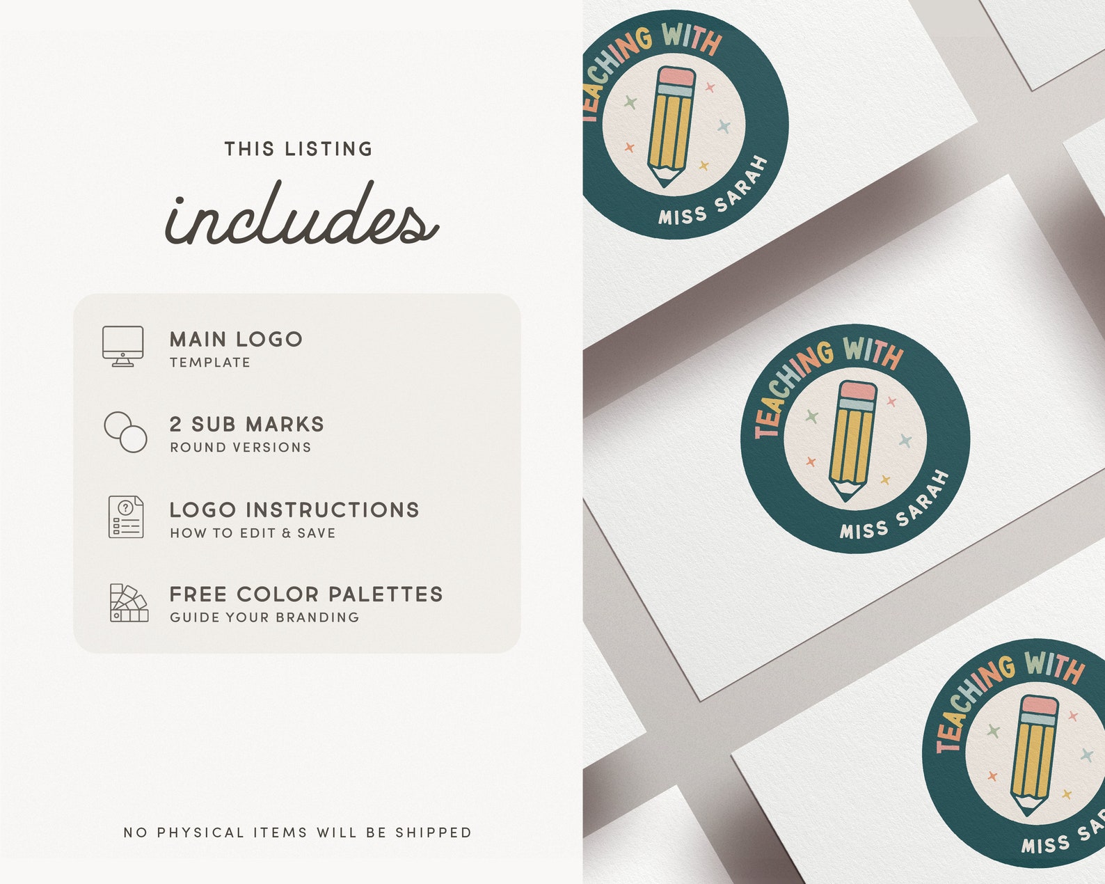 Colorful Teacher Logo Design Editable Canva Template, Charming and ...