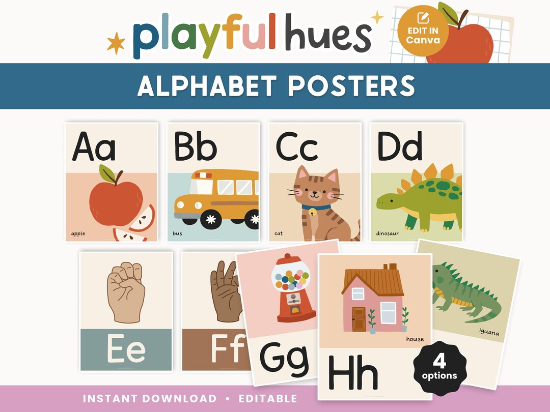 Editable Alphabet Posters | Classroom Alphabet Decor | ASL + Color ...