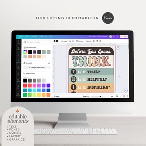 Editable Think Classroom Printable Posters Think Before You - Etsy