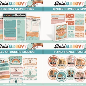 Editable Classroom Groovy Retro Complete Collection Printable Bundle ...