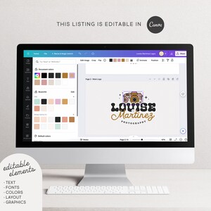 Editable Canva DIY Retro Boho Logo: Eclectic Camera Groovy Design ...