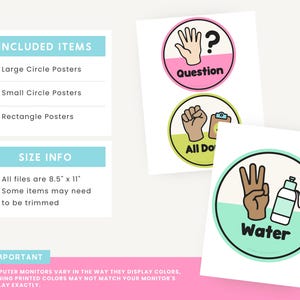 Classroom Hand Signals Poster Display, Editable in Canva, Bright ...