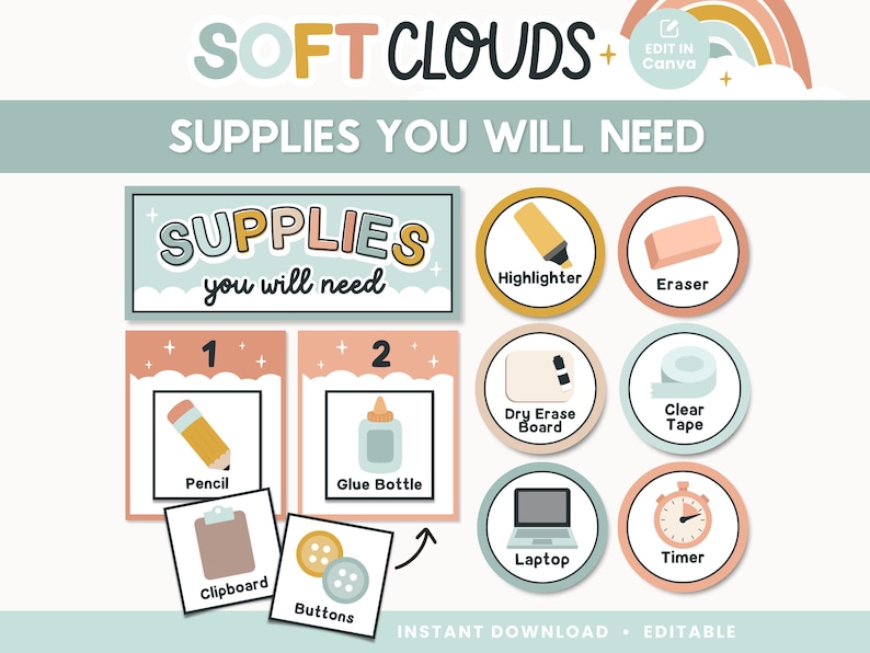 Editable Classroom Supply Cards | Supplies You Will Need Display ...