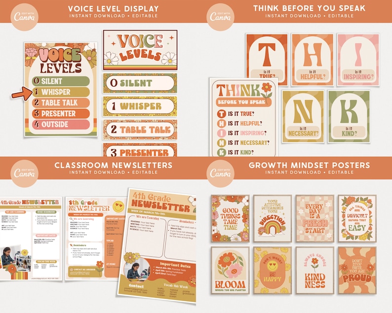 Editable Classroom Retro Sunshine Complete Collection Printable Bundle ...